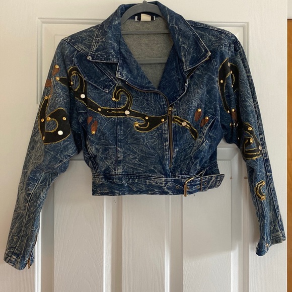 Vintage | Jackets & Coats | Bedazzled Eighties Cropped Denim Jacket ...